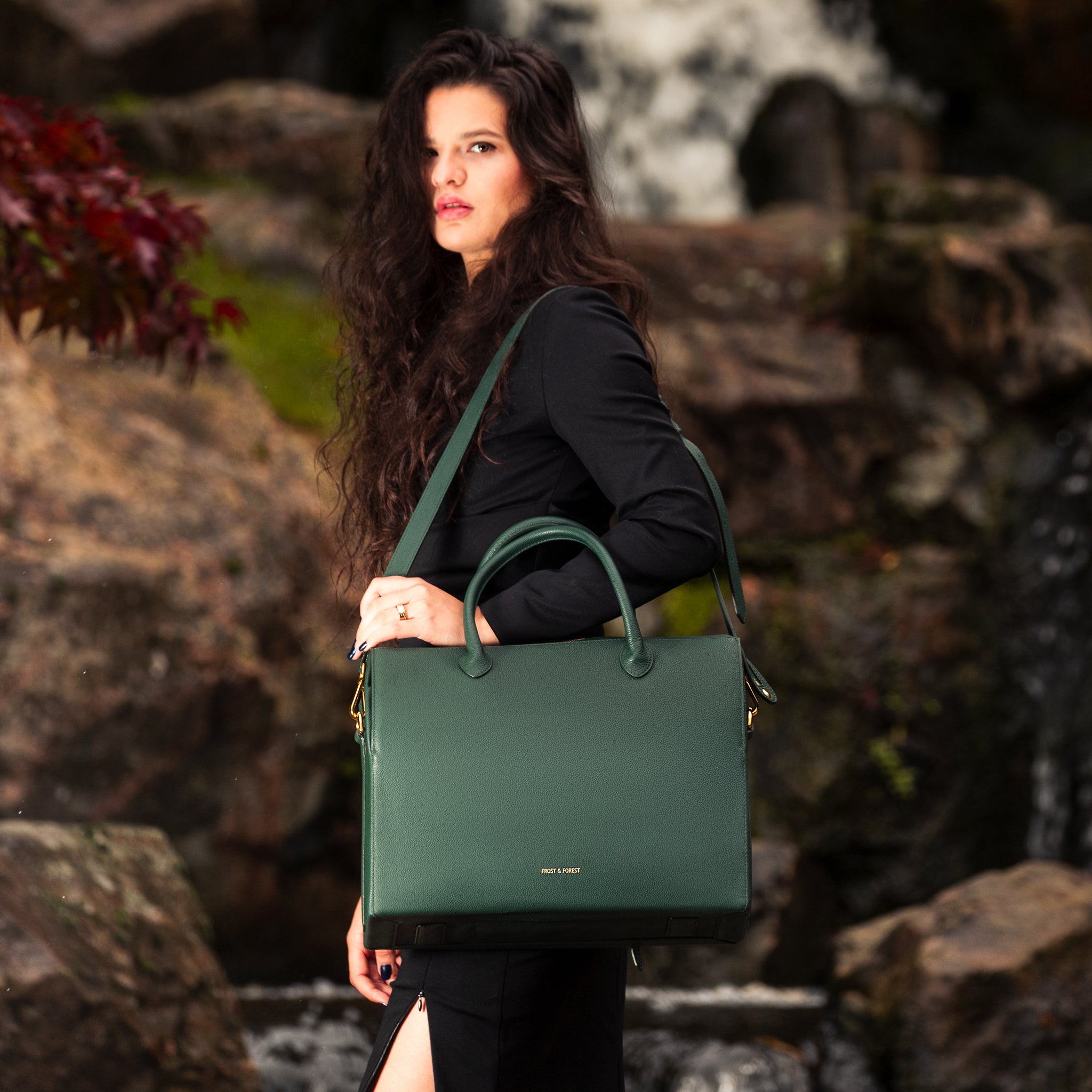 The Doctor’s Bag – Gold And Forest Green Leather Women’s Carry All Bag ...